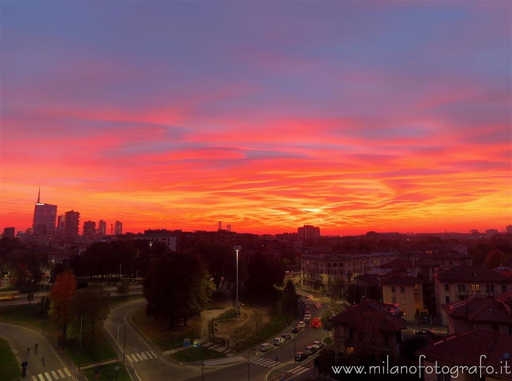 Sunset over Milan seen from my home - Milan (Italy)
